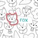 Fox Digital Stamp - Fox Clipart / Hand Drawn Black and White Fox ...