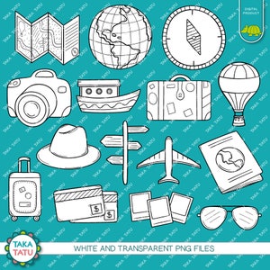 Travel Doodles Digital Stamp - Travel Doodles Clipart / Travel Clipart ...