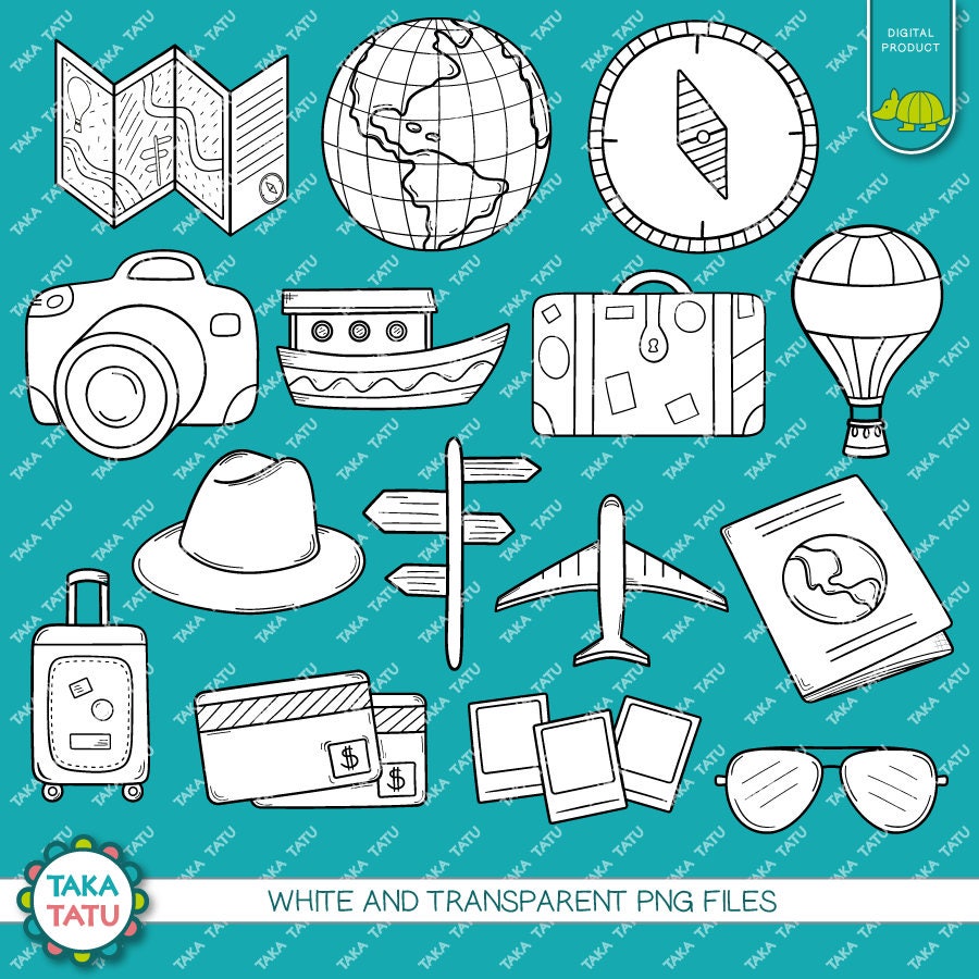 Travel Doodles Digital Stamp Travel Doodles Clipart / Travel - Etsy