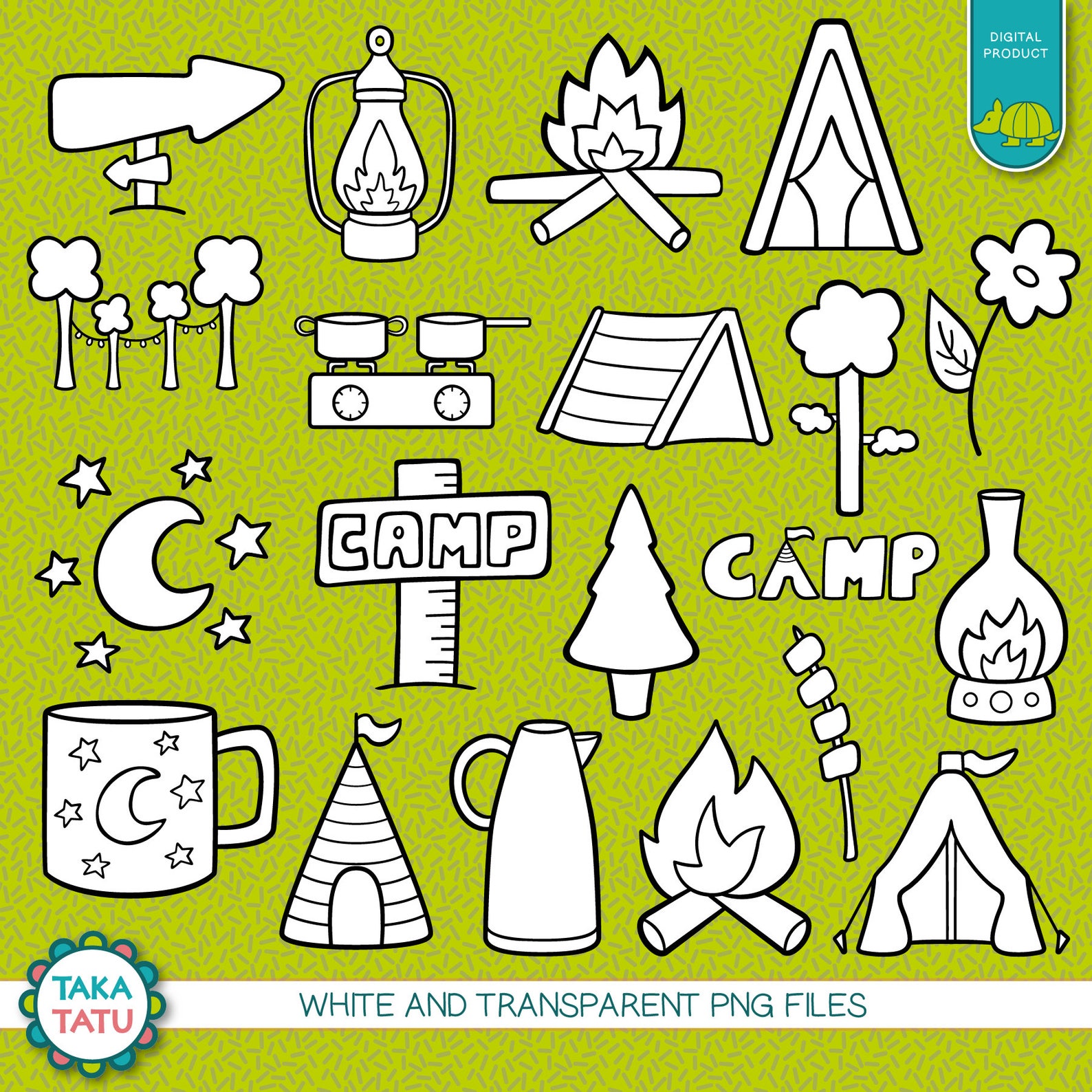 Camping Trip Digital Stamp - Camping Clip Art / Camping Doodles ...