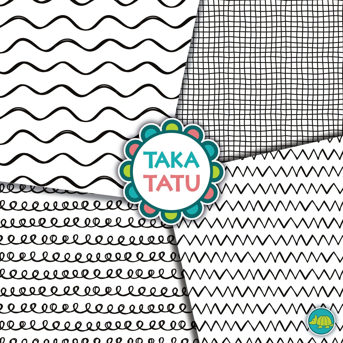 Hand Drawn Patterns Digital Paper Pack Doodle Patterns / - Etsy