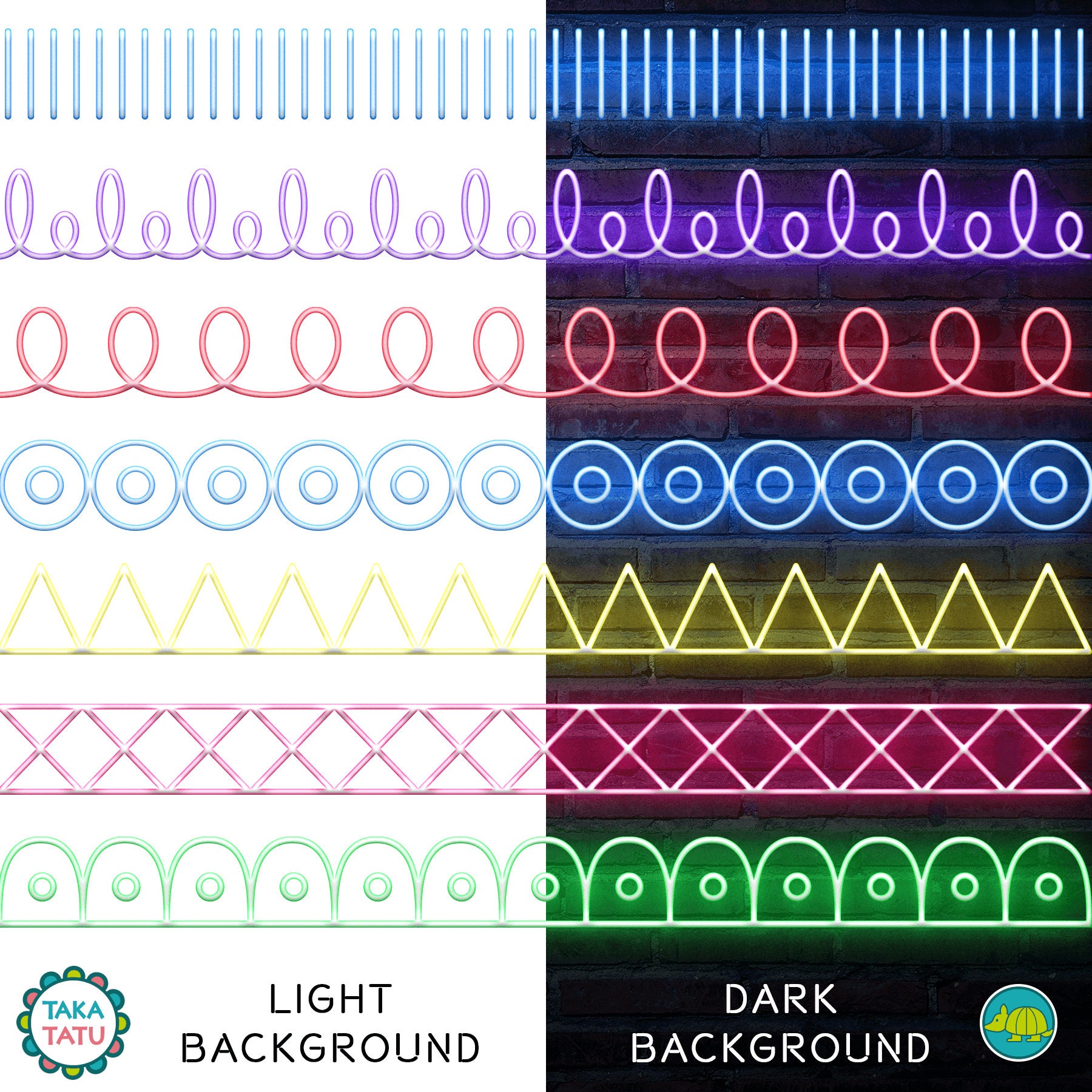 Neon Borders Clipart - Neon Clipart / Neon Lights / Neon Digital ...