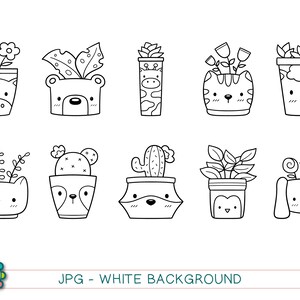 Animal Planters Digital Stamp Set / Animal Cute Plant Pots / Animals ...