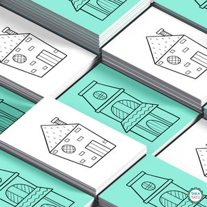 Houses and Shops Clipart - Black and White Digital Stamps / House ...