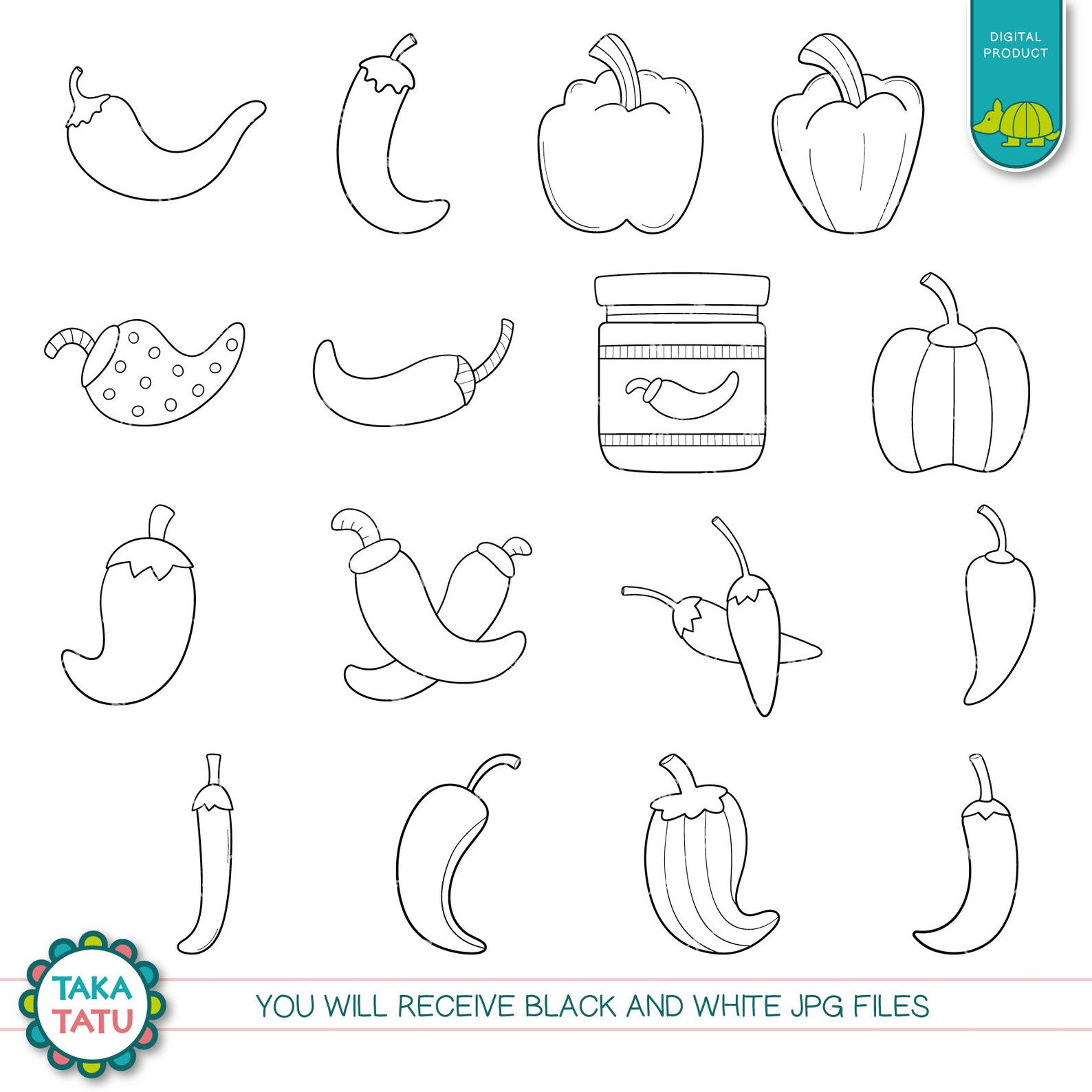 Pepper Clipart Printable Vegetable Digital Stamp / Bell | Etsy