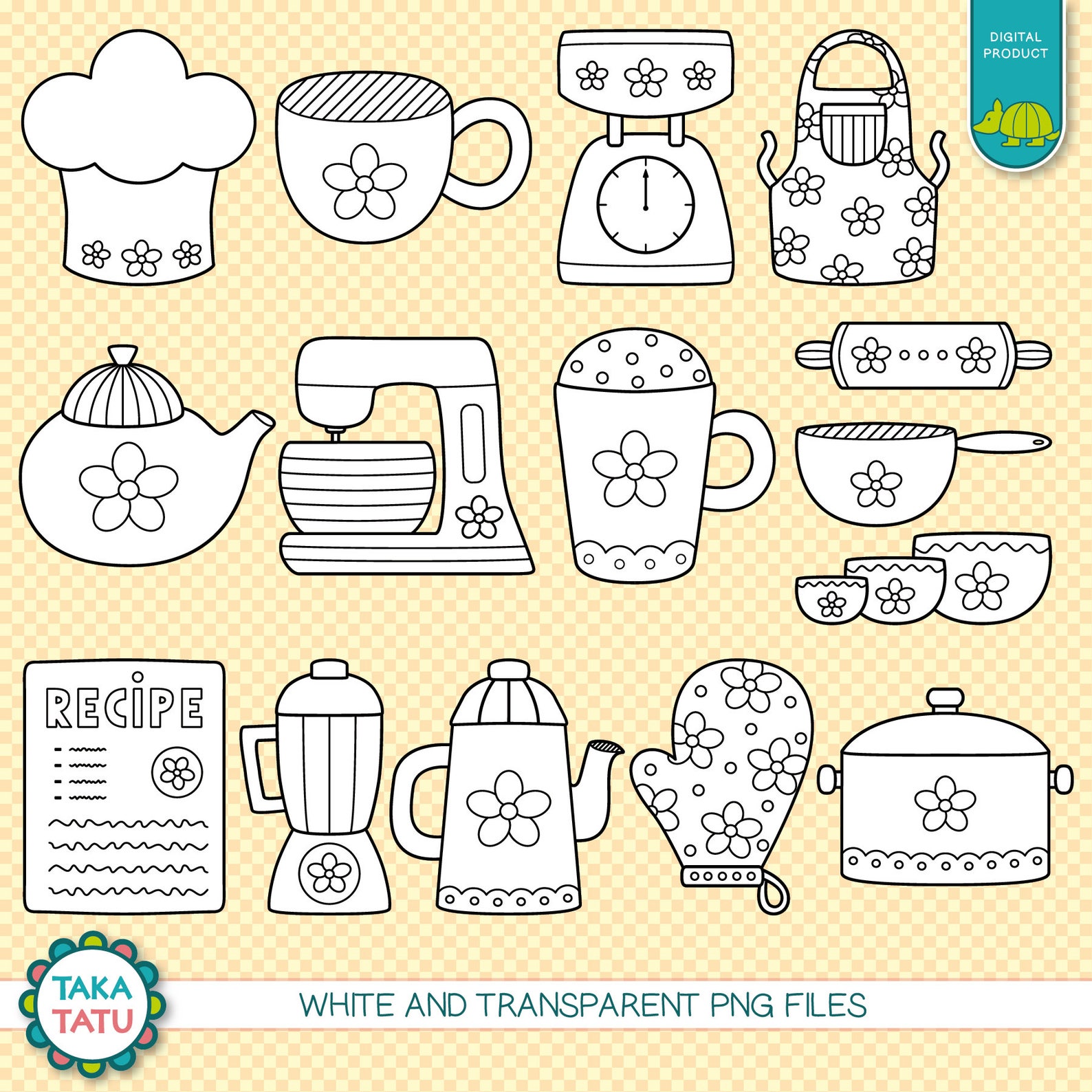 Cooking Time Digital Stamp Pack Cooking Clipart / Kitchen | Etsy