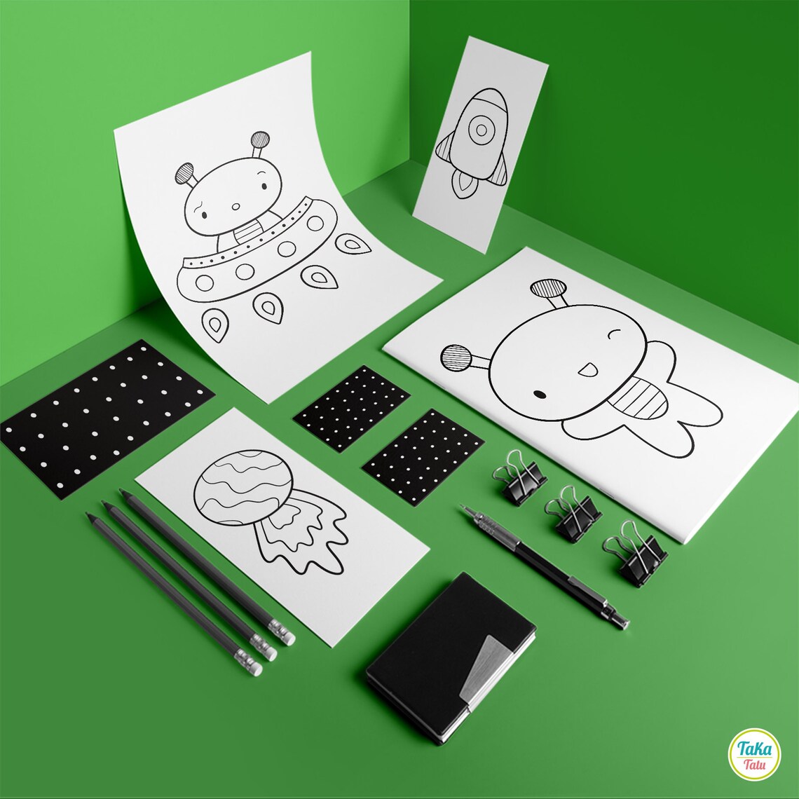 Cute Aliens Clipart Kawaii Alien Stamp / Printable UFO / | Etsy