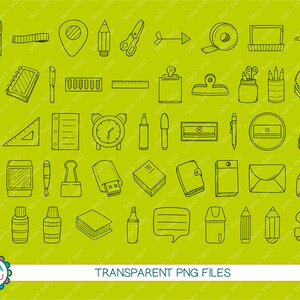 Stationery Doodles Digital Stamp - Stationery Clipart / School Supplies ...