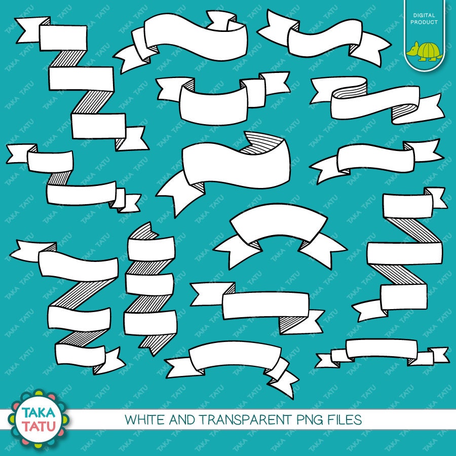 Banners Digital Stamp - Banner Clipart / Banner Doodles / Hand Drawn ...