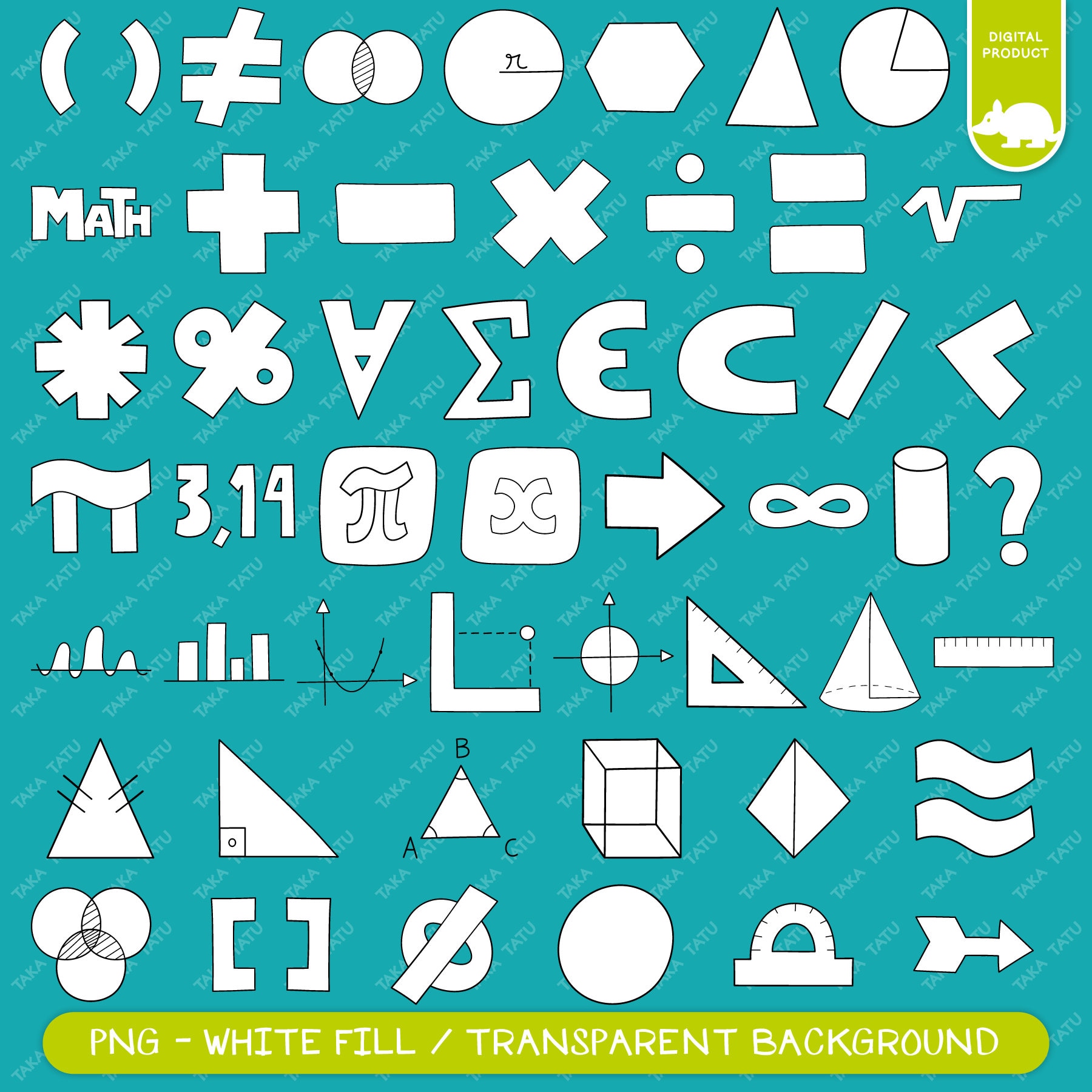 Math Doodles Digital Stamp Math Clipart / Hand Drawn Math | Etsy