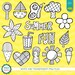 Summer Doodles Digital Stamp Pack Black and White Clipart / - Etsy
