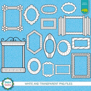Doodle Frames Digital Stamp Pack - Black and White Clipart / Black and ...