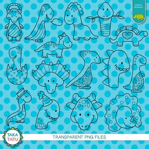 Dinosaur Digital Stamp Pack - Black and White Clipart / Dinosaur Clip ...