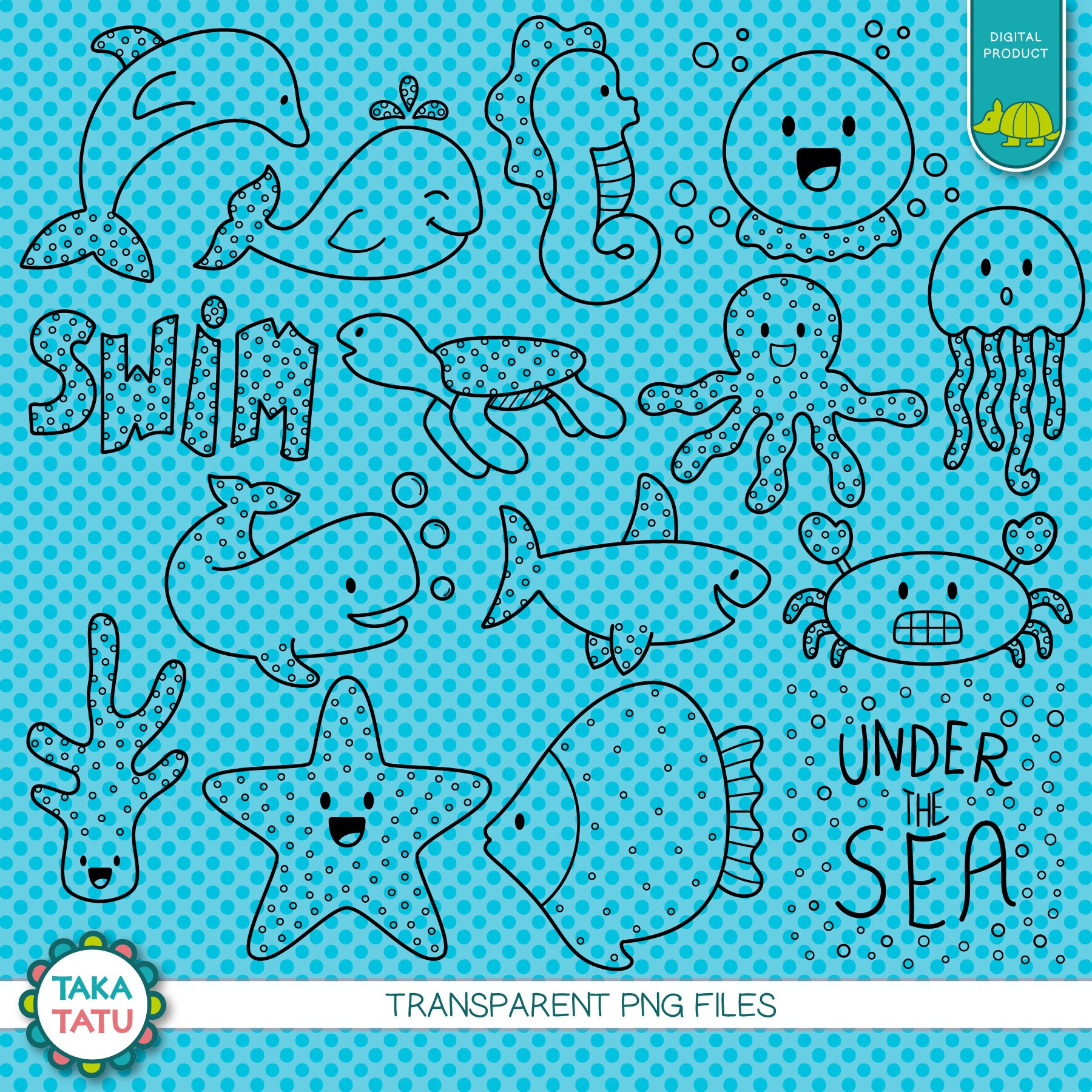 Under The Sea Digital Stamp Sea Clipart / Sea Animals Clip | Etsy