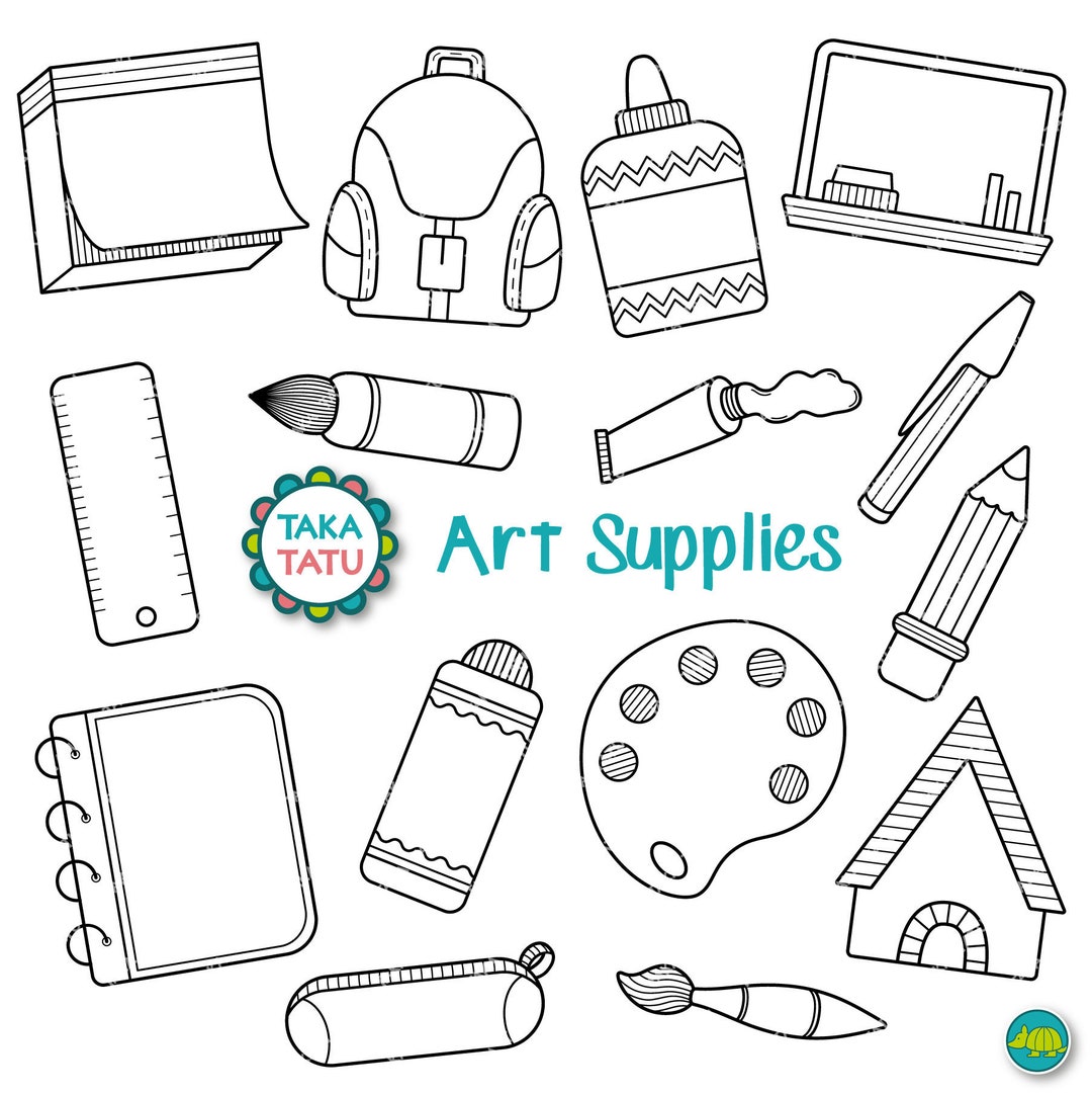 Art Supplies Clipart - Art Supply Digital Stamps / Art Teacher Clipart ...