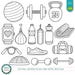 Workout Time Digital Stamp Pack - Black and White / Gym Clipart / Gym ...