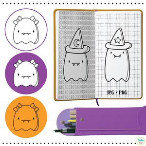 Cute Halloween Digital Stamp Halloween Clipart / Halloween Doodles ...