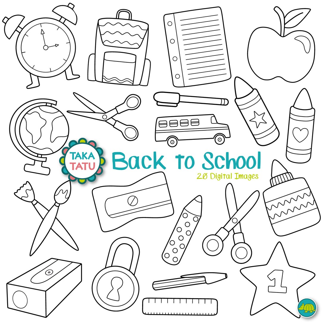 School Digital Stamp Pack - Back to School Clipart / School Clipart ...