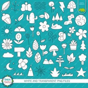 Nature Clipart - Forest Digital Stamp / Black and White Line Art Nature ...