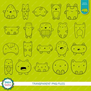 Cute Creatures Clipart - Kawaii Characters Stamp / Kawaii Monster ...