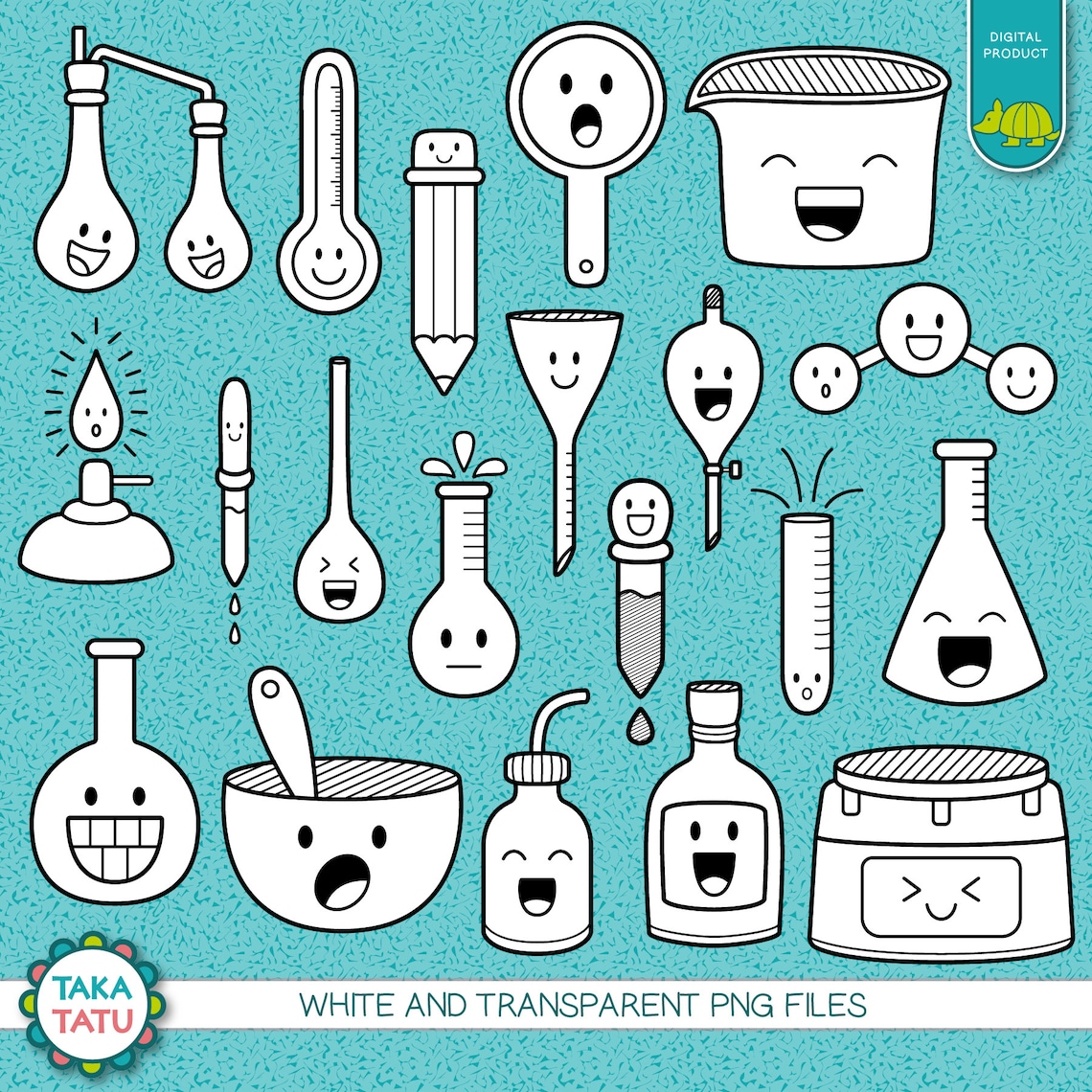 Kawaii Lab Digital Stamp Science Lab Clipart / Science / - Etsy