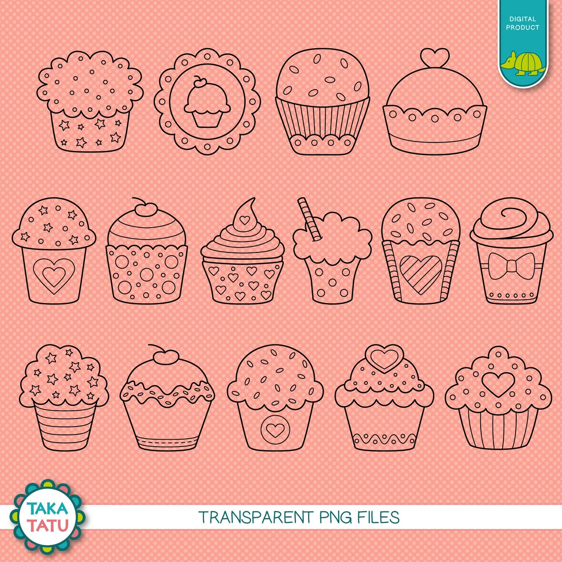 Cupcake Party Digital Stamp Pack Cupcake Clipart / Cupcake - Etsy