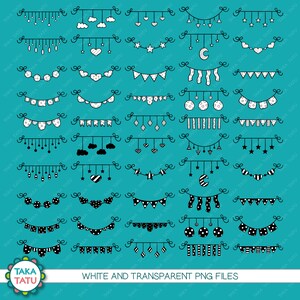 Doodle Bunting Digital Stamp - Hand Drawn Bunting Banner Clipart ...