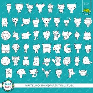Cuties Clipart - Cute Animals Digital Stamp / Printable Cute Characters ...