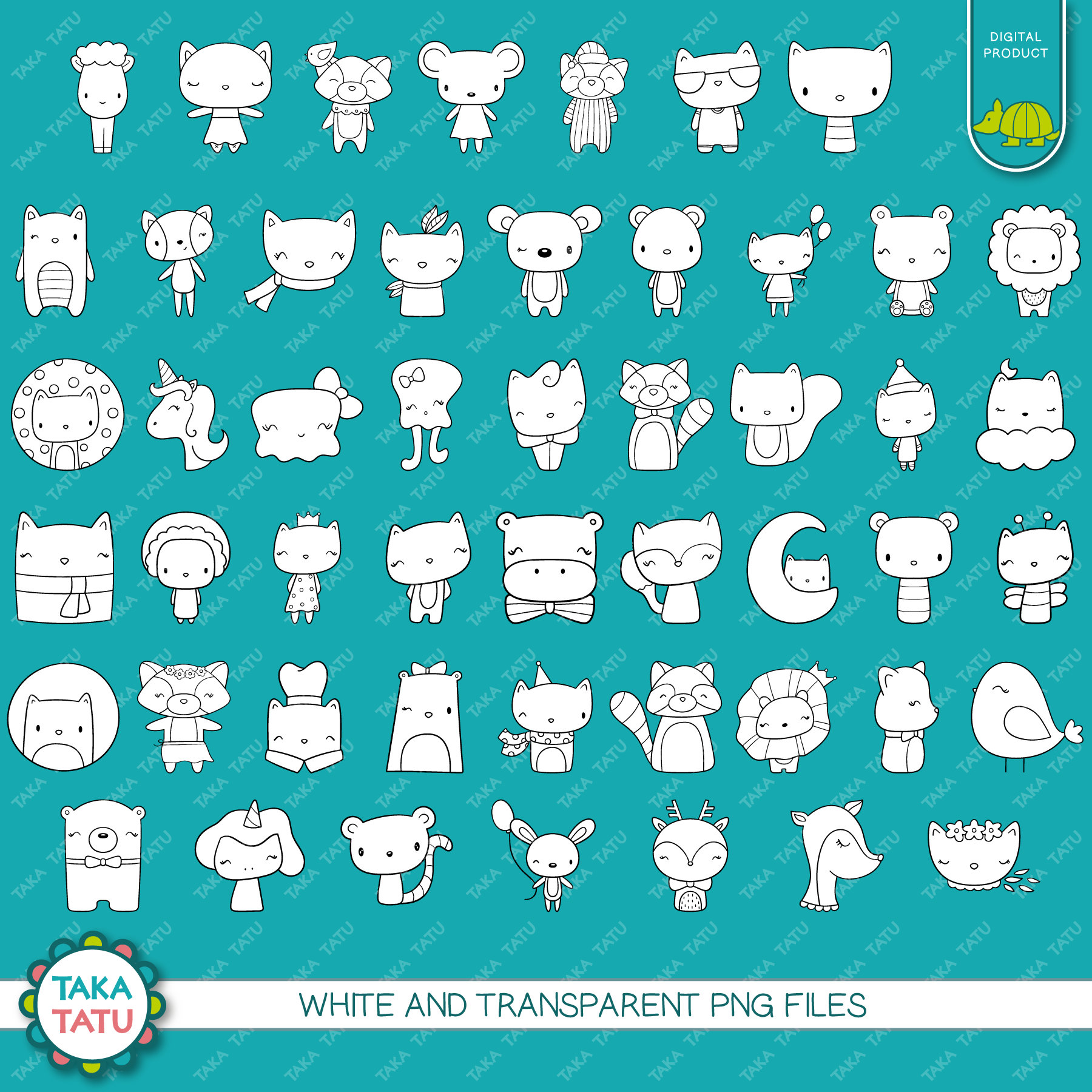 Cuties Clipart Cute Animals Digital Stamp / Printable Cute - Etsy Singapore
