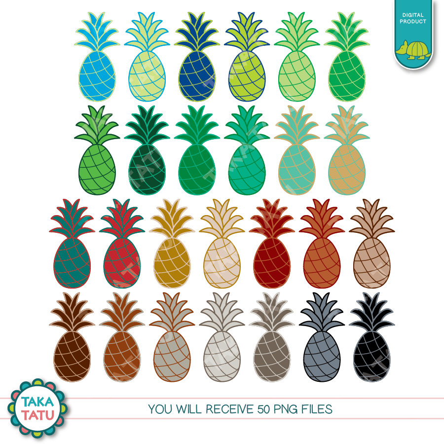 Pineapple Rainbow Clipart Pineapple Clipart / Colorful | Etsy