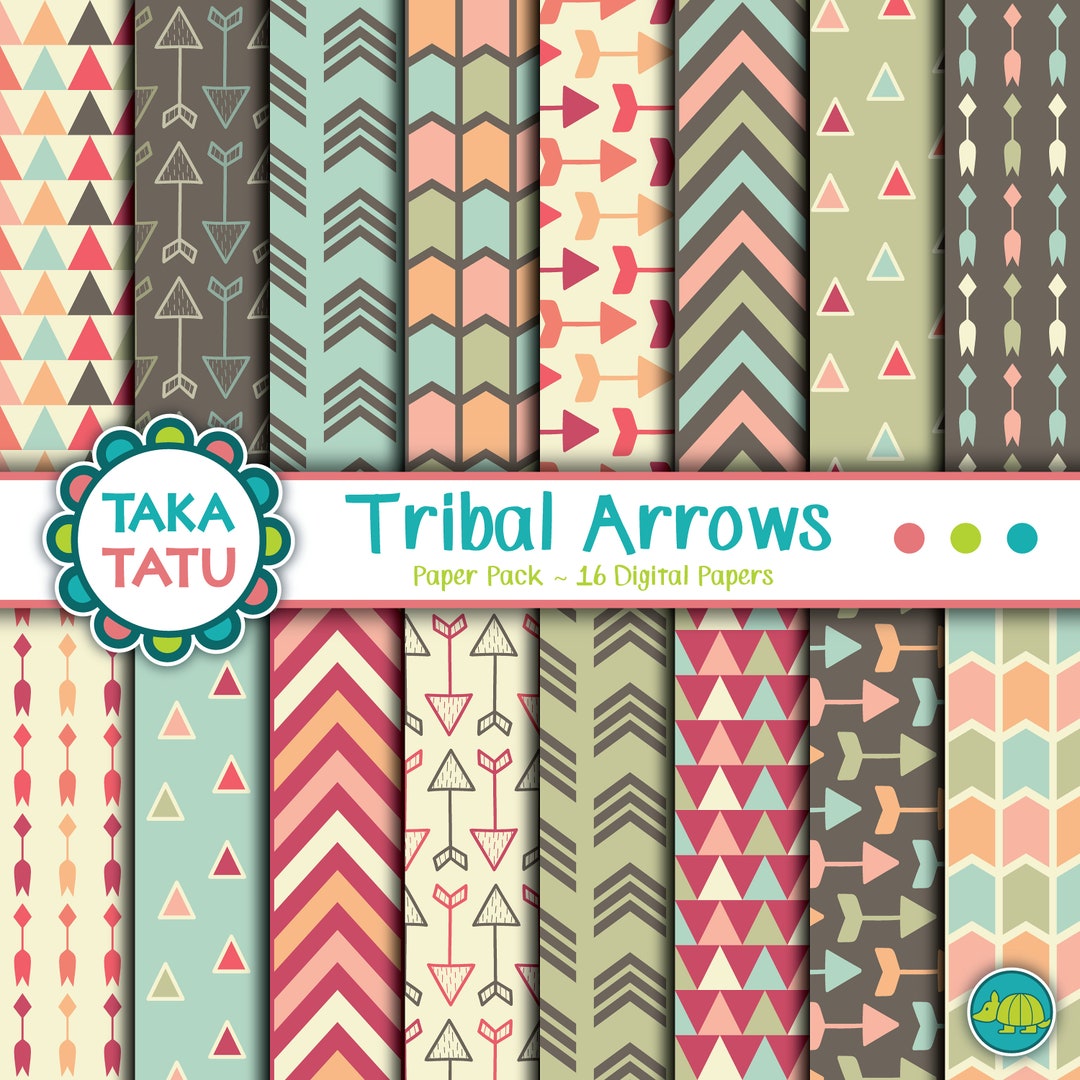 Tribal Arrows Digital Paper - Tribal Arrow Pattern / Arrow Paper ...
