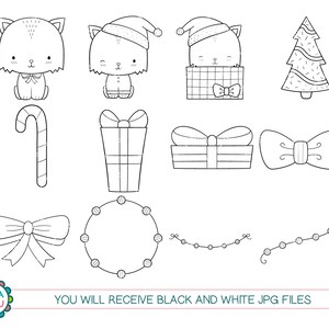 Christmas Cat Digital Stamp - Christmas Clipart / Cat Clipart / Cute ...