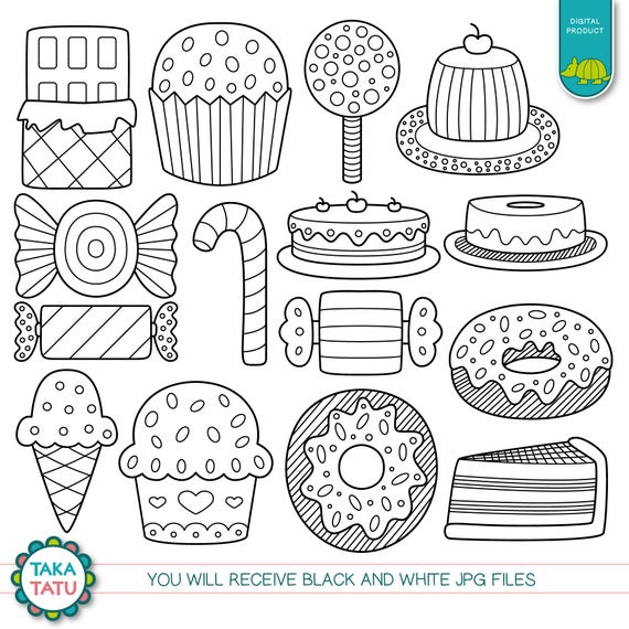 Sweets Clipart Black And White