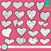 Heart Doodles Digital Stamp Black and White Clipart / Doodle / Hand ...