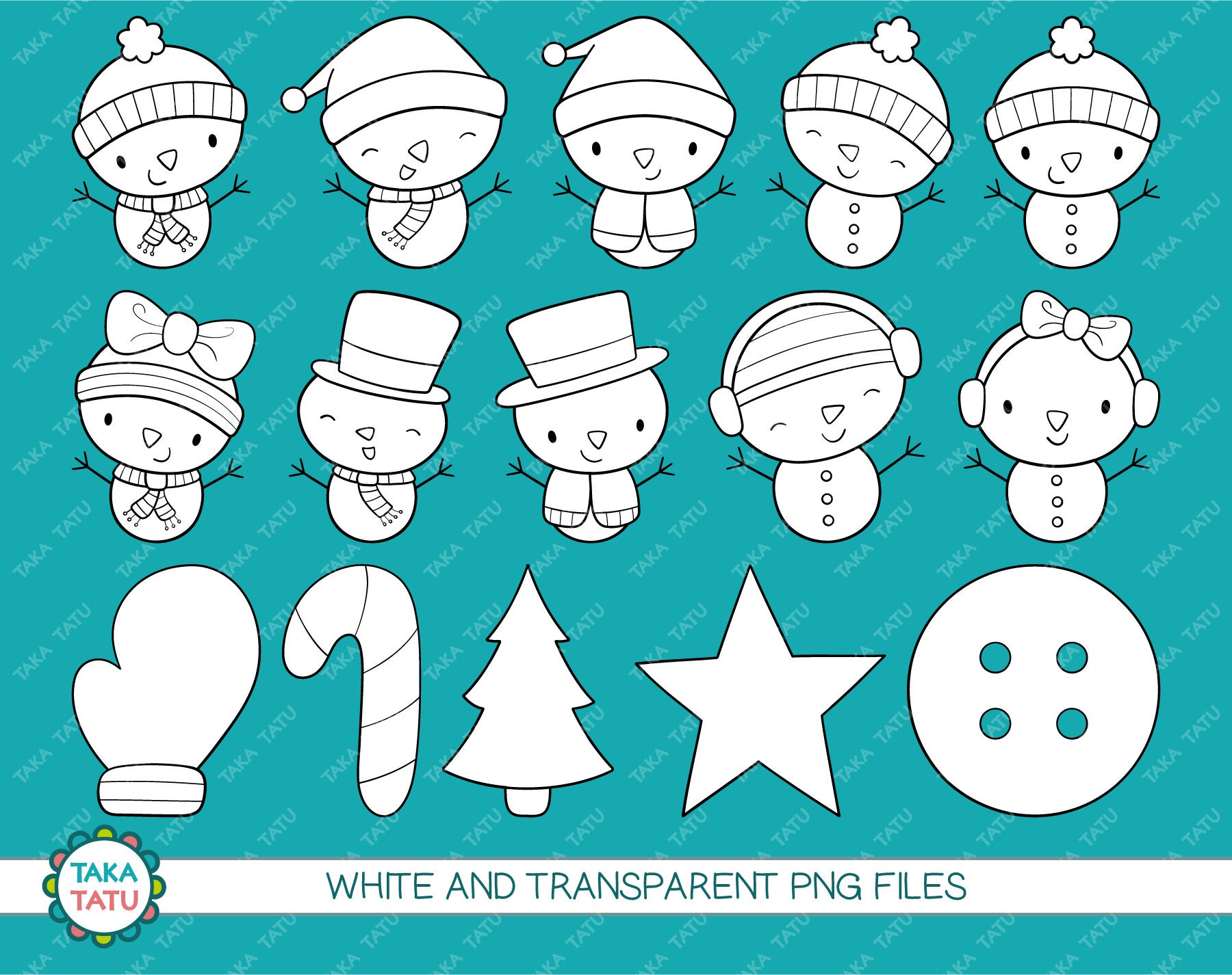 Snowman Stamp Snowman Clipart / Snowman Doodles / Cute - Etsy