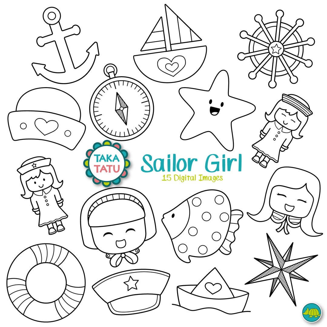 Sailor Girl Digital Stamp Sailor Girl Clipart / Nautical - Etsy
