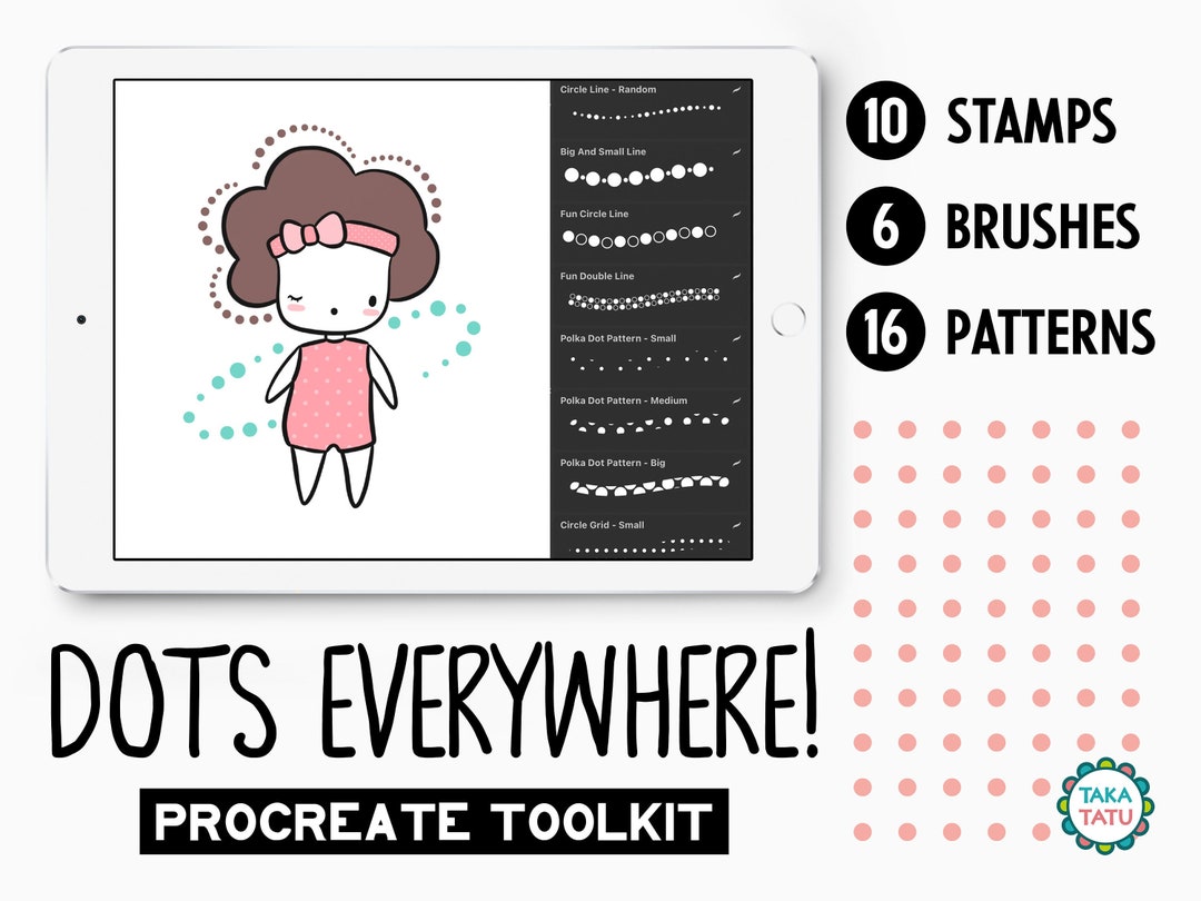 Dots Everywhere Procreate Brush Set - Polka Dots Toolkit for Procreate ...