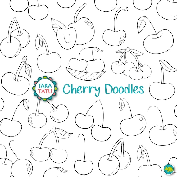 Cherry Clipart Cherries Digital Stamp / Cherry Doodles / - Etsy