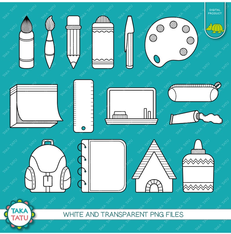 Art Supplies Clipart Art Supply Digital Stamps / Art Teacher | Etsy