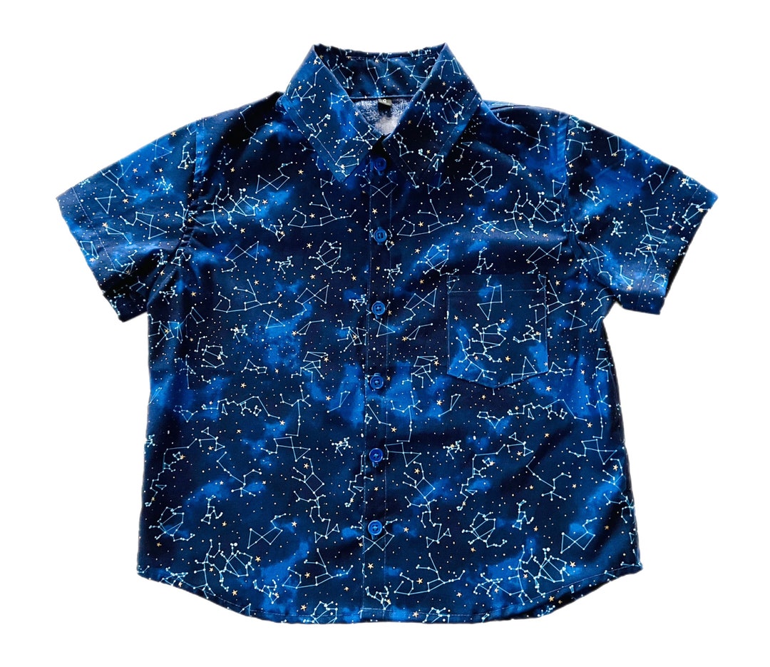 Dark Blue Sky Map Constellation Button Down Collared Shirt - Etsy