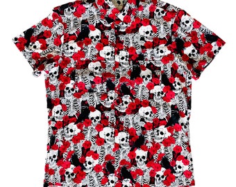 Skull and Roses Shirt Man's Large Button Down Stage Wear Rocker Its Me ...