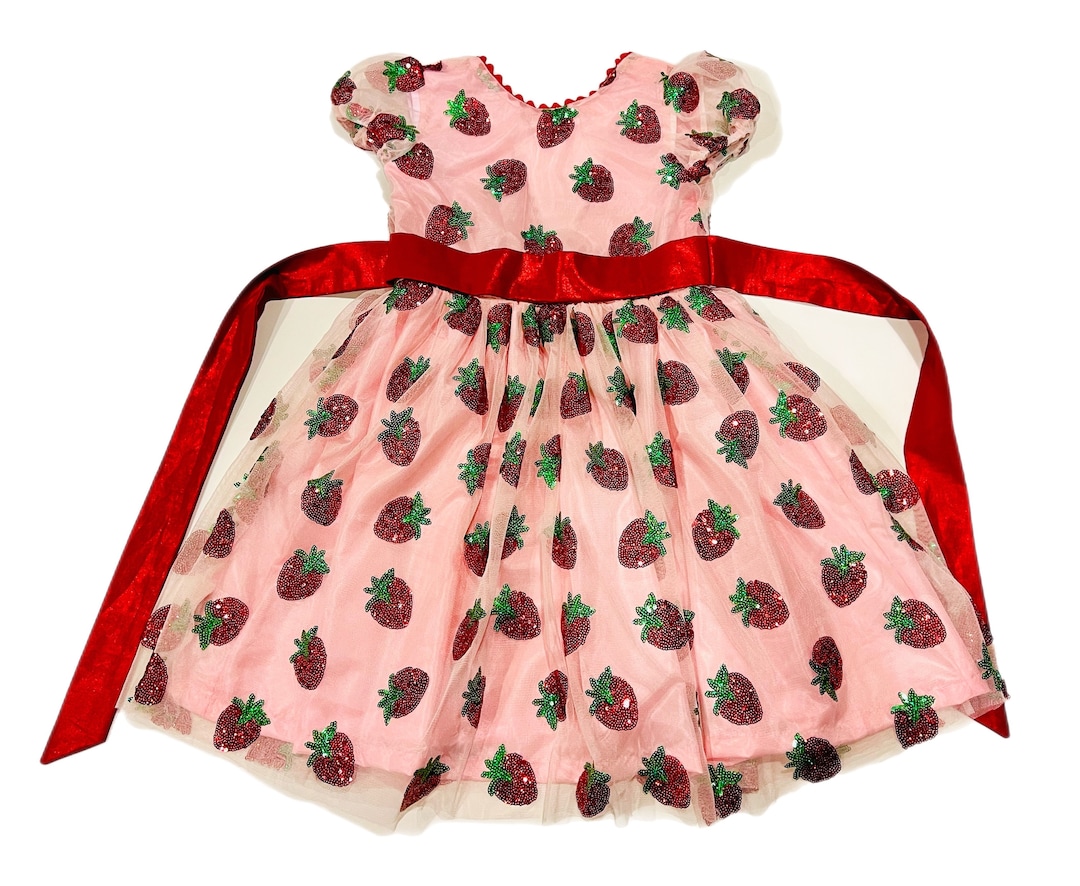 Princess Strawberry Dress With Ribbon Cotton Back Tie - Etsy