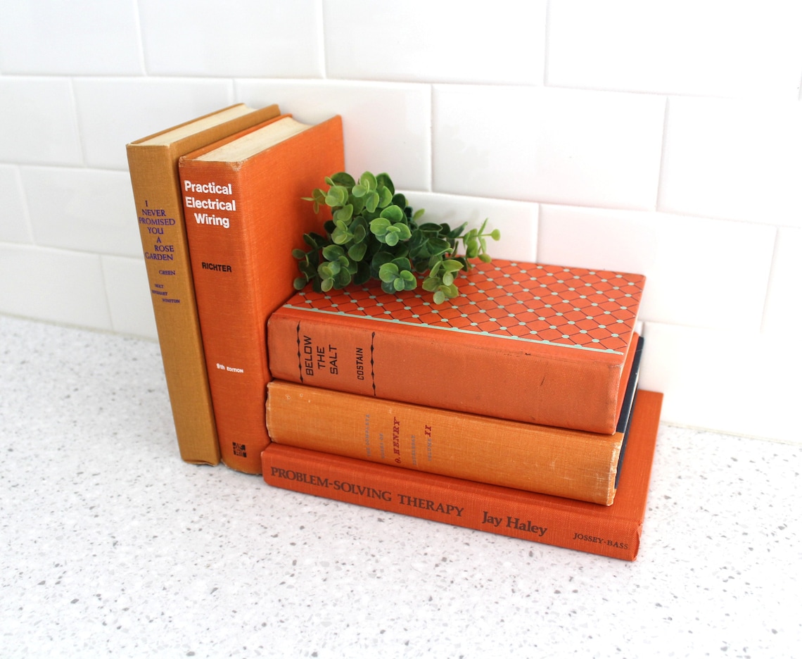 5 Vintage Orange Books / Vintage Book Collection / Burnt | Etsy