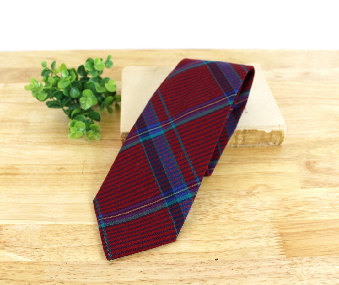 Vintage Pendleton Virgin Wool Tie | Red Plaid Mens Neck Tie | E924 - Etsy