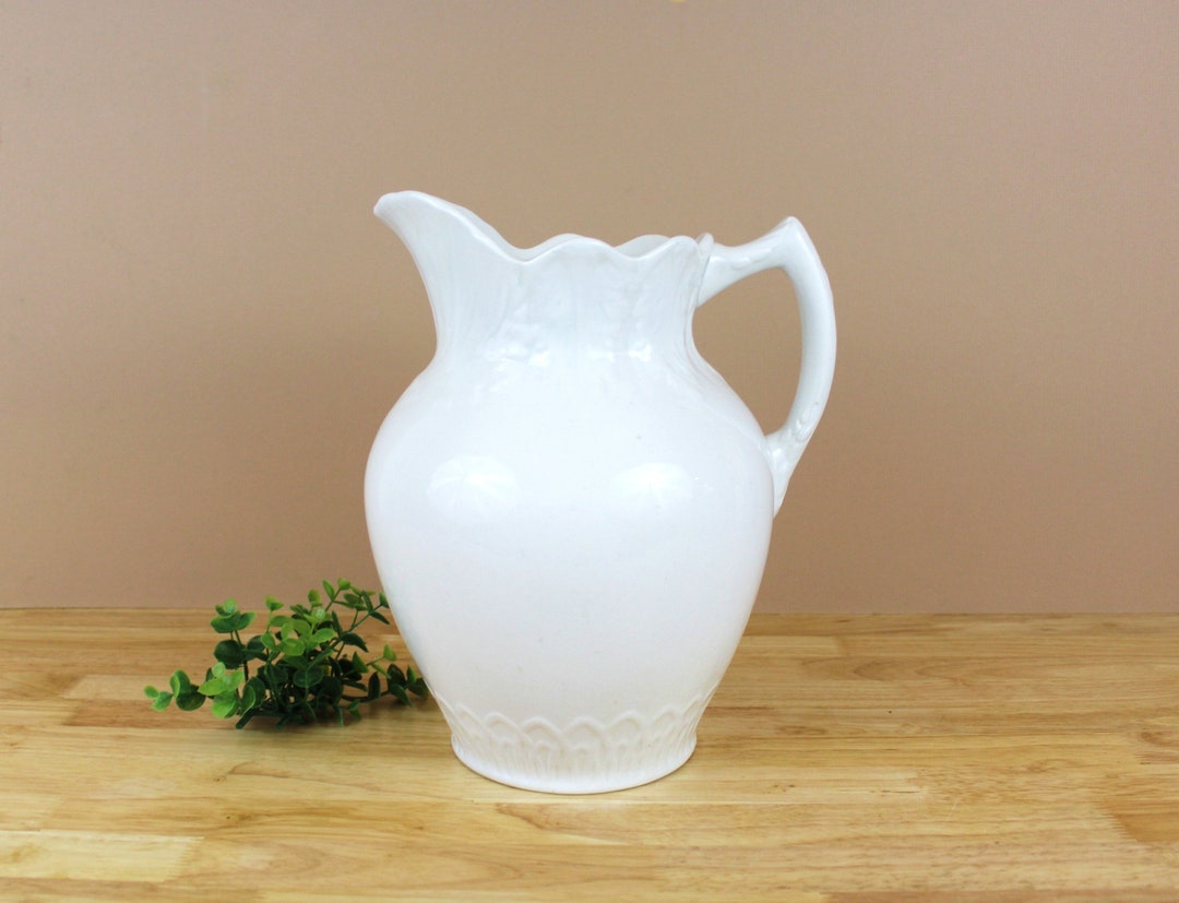 Vintage Virginia Ironstone Pitcher XL White Stoneware Pitcher F119 - Etsy