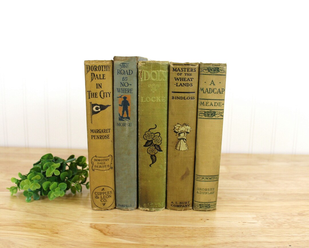 Set of 5 Vintage Tattered Books Old Book Decor Early 1900s - Etsy