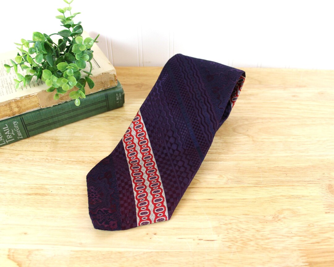 Vintage 70's Resilio Purple & Red Textured Neck Tie Wide | F636 - Etsy