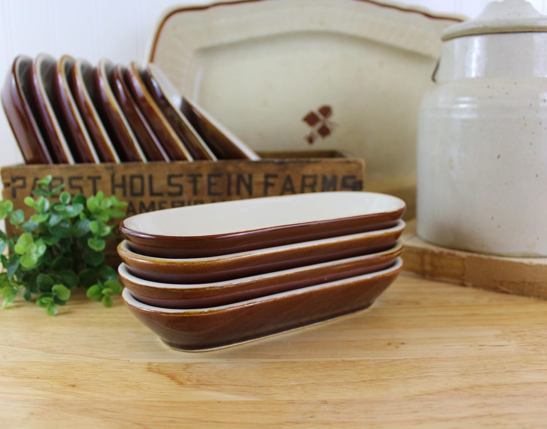 4 Vintage Hall Restaurant Ware Dishes Brown | Appetizer Trinket Dish ...