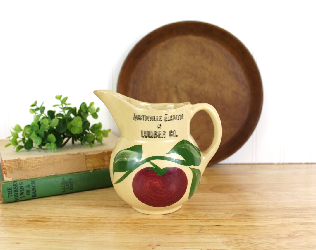 Vintage 15 Watt Pottery Apple Pitcher With Advertising Lumber - Etsy