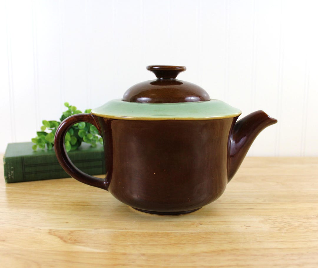 Vintage Red Wing Pottery Oomph Bakeware Village Green Tea Pot With Lid ...